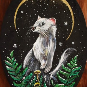 Fantasy Ethereal Painting on Oval Canvas Original Weasel in - Etsy