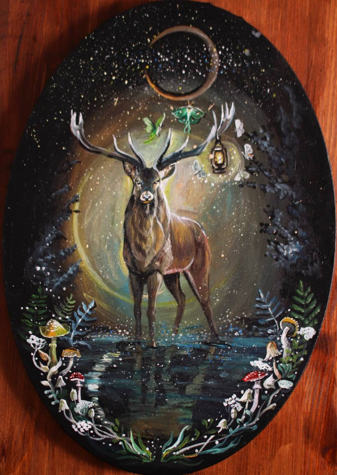 Fantasy Ethereal Painting on Oval Canvas Original Beautiful - Etsy