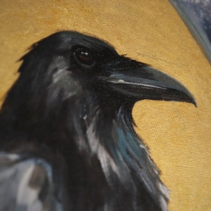 Original Ethereal Raven Painting on Canvas, With Real 22K Gold Leaf ...