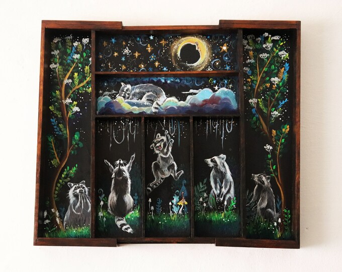 Hand Painted Wooden Story Box, With Extendable Sides, Original ...