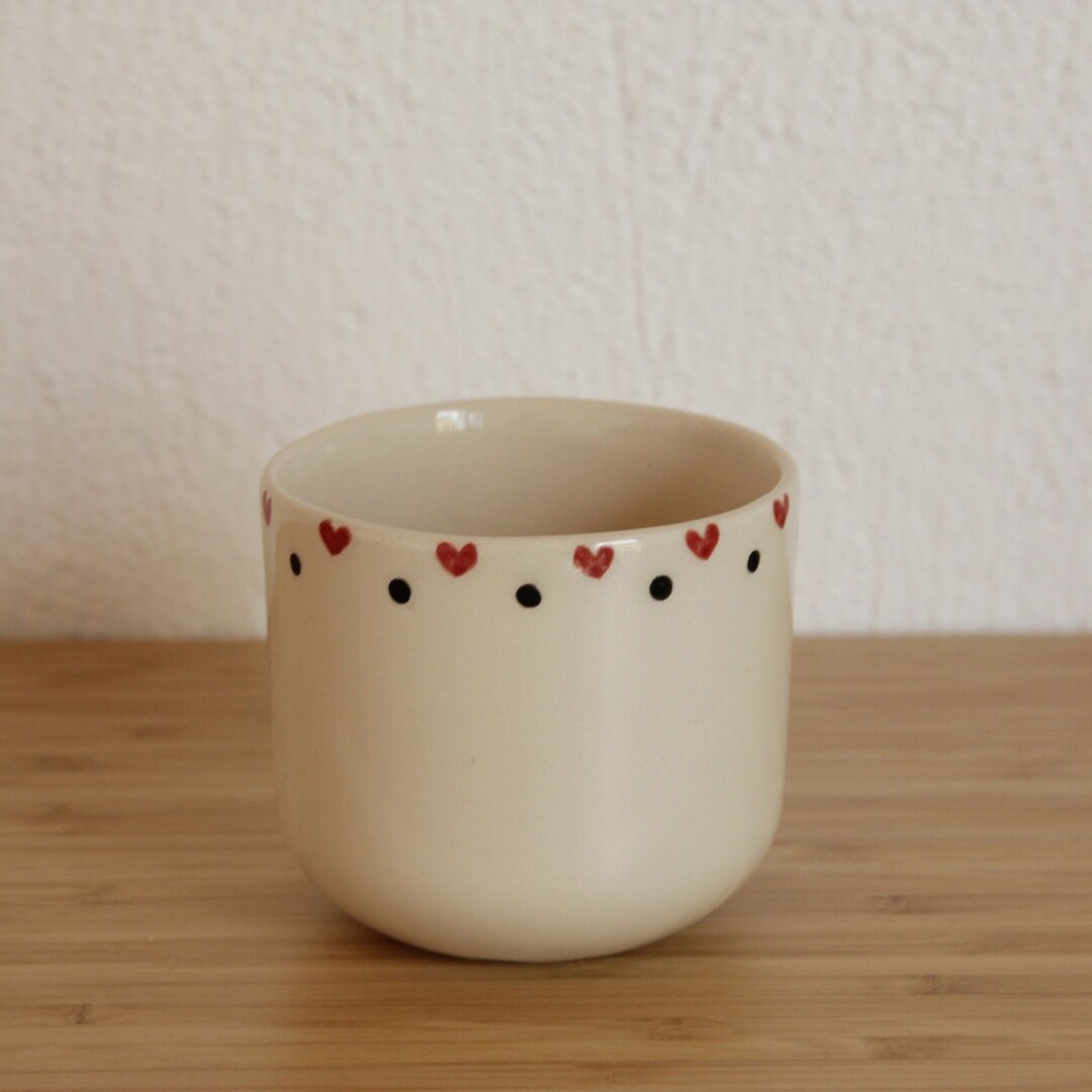 Red Heart Handmade Ceramic Mug, Pottery Mug, Handmade Mug, Coffee Mug ...