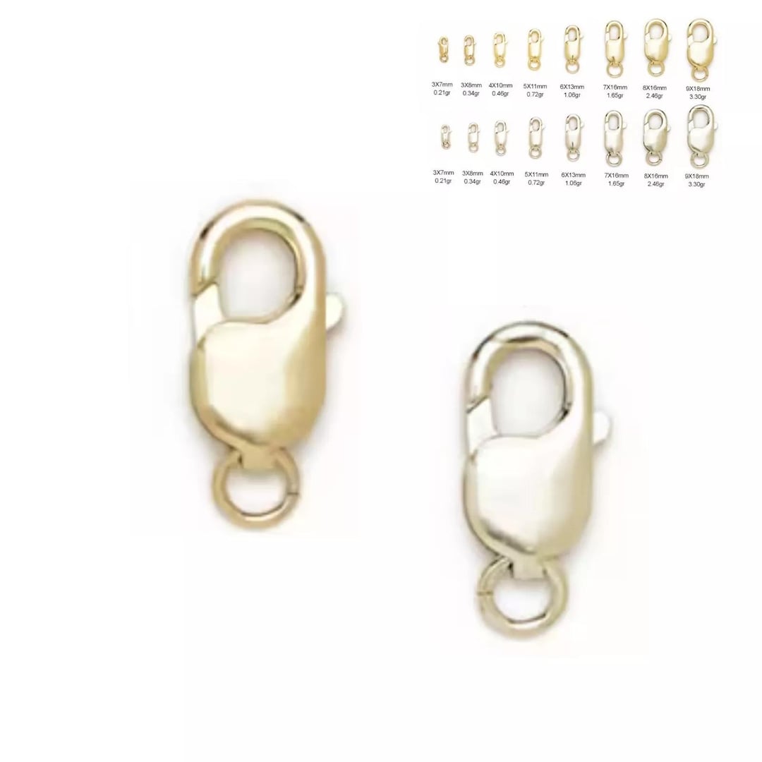 14K Solid Yellow/white Gold Lobster Claw Clasp Lock Findings - Bracelet ...