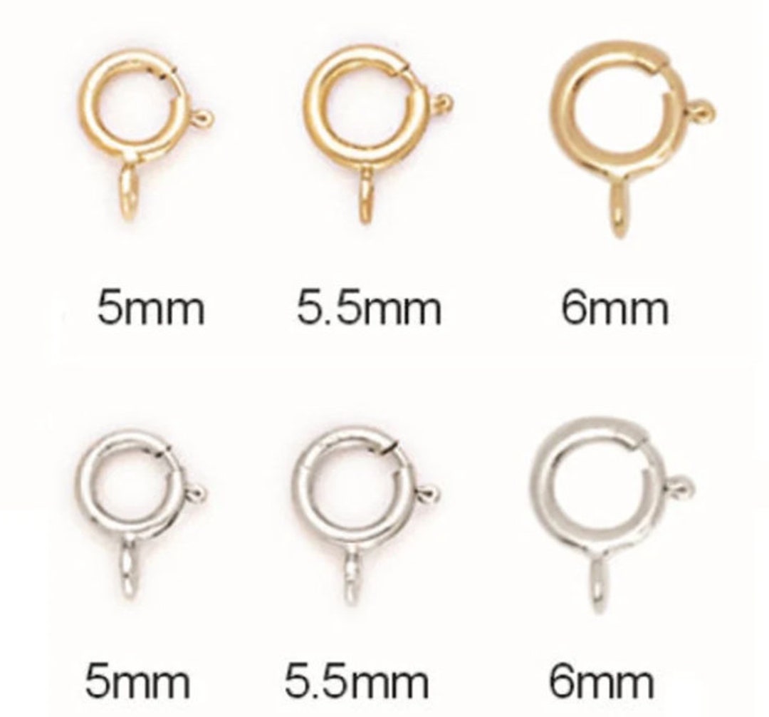 14K Solid Yellow or White Gold Spring Ring Clasp Lock Finding ...