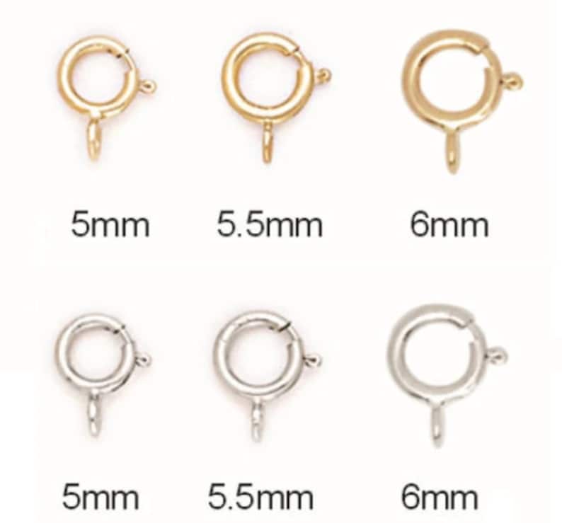 14K Solid Yellow or White Gold Spring Ring Clasp Lock Finding Bracelet ...