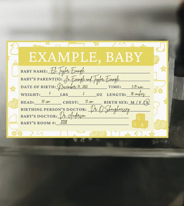 Hospital Bassinet/crib Cardbirth Stats Cardbaby Announcement - Etsy