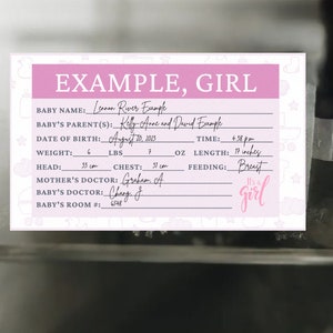 Hospital Bassinet/crib Card Birth Stats Card Baby Announcement It's A ...