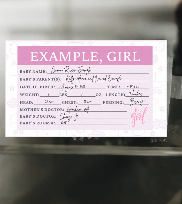 Hospital Bassinet/crib Card Birth Stats Card Baby Announcement It's A ...