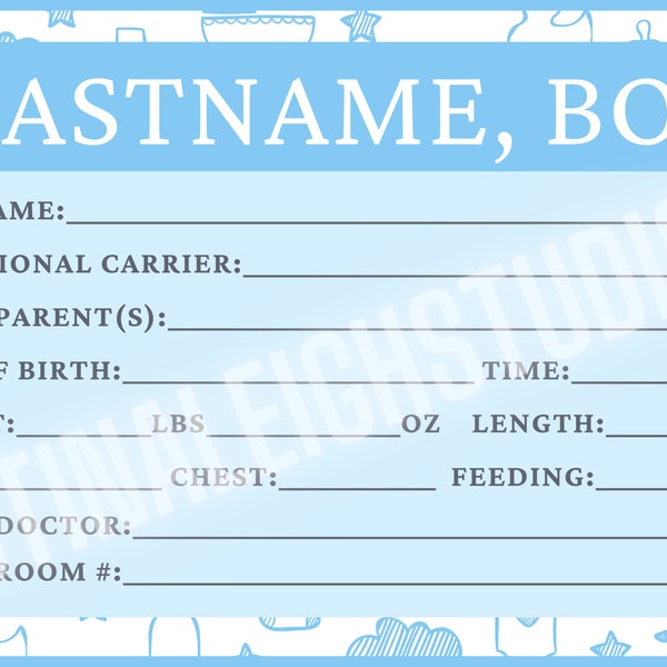 Hospital Crib Cards - Etsy