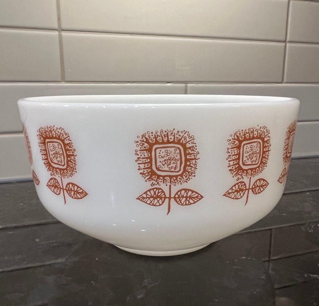 Federal Glass Bowl With Sunflower Pattern, Made in USA, 1960s - Etsy