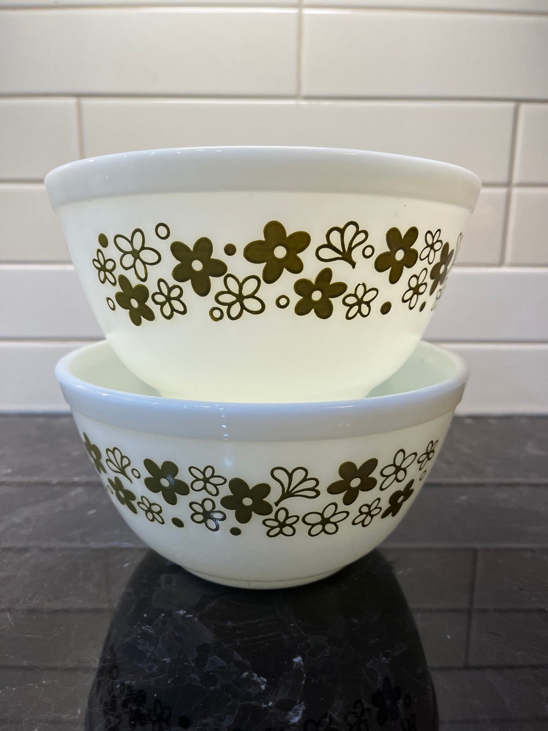 PYREX Two Vintage CRAZY DAISY Mixing Bowls, #402 - Etsy