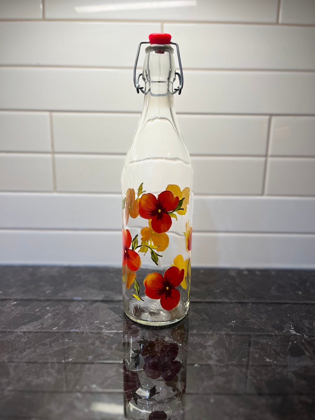 Italian CERVE Glass Bottle, Design by LILLIAN VERNON, Made in Italy ...