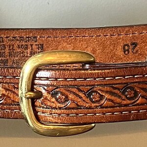 Vintage 1980s Tooled Leather Gary Mccoy Western Belt Size 28 ...