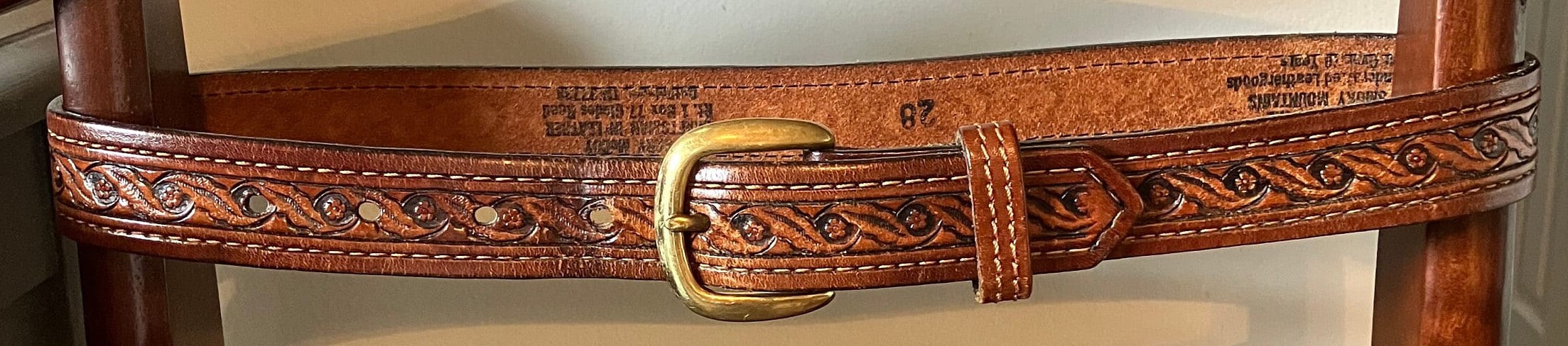 Vintage 1980s Tooled Leather Gary Mccoy Western Belt Size 28 ...