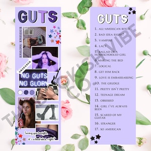 GUTS Album Inspired Bookmark | Olivia Rodrigo - Etsy