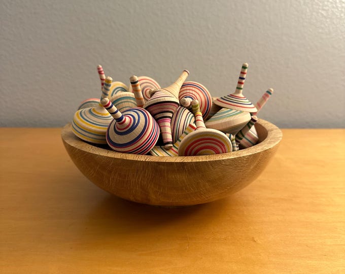Hand-carved Wooden Spinner Tops Toys With String, Approx 2.75 Inches ...