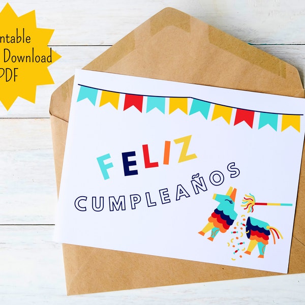 Printable Spanish Birthday Card - Etsy