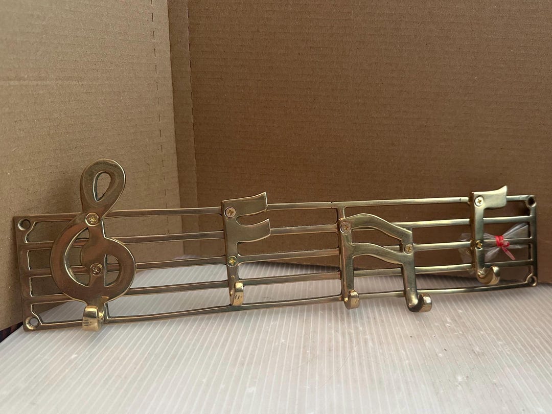 Vintage Brass 5 Hook Musical Note Wall Hanger - Etsy