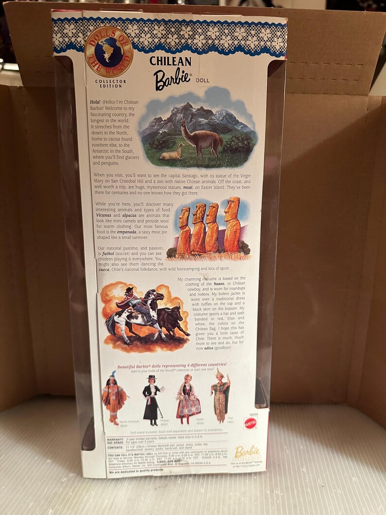 1997 Chilean Barbie Collector Edition Dolls of the World 18559 - Etsy