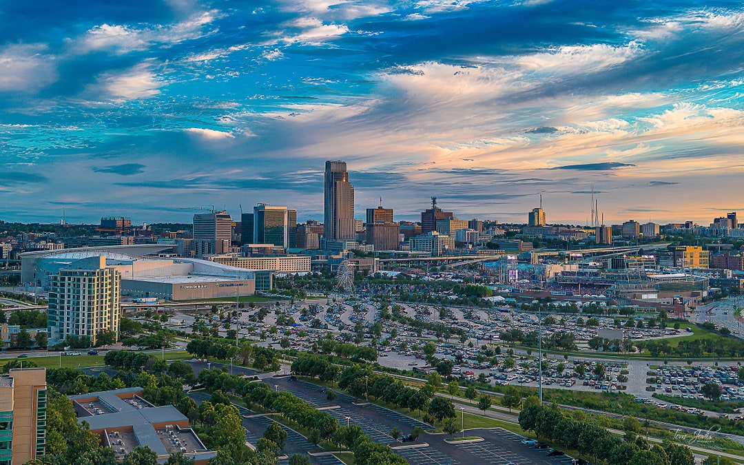 Omaha College World Series 2024 Downtown Omaha Nebraska Skyline Dusk ...