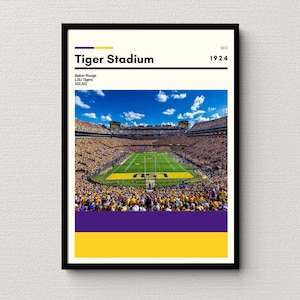 LSU Tigers Poster | NCAA Poster | Tiger Stadium Print | College Stadium ...