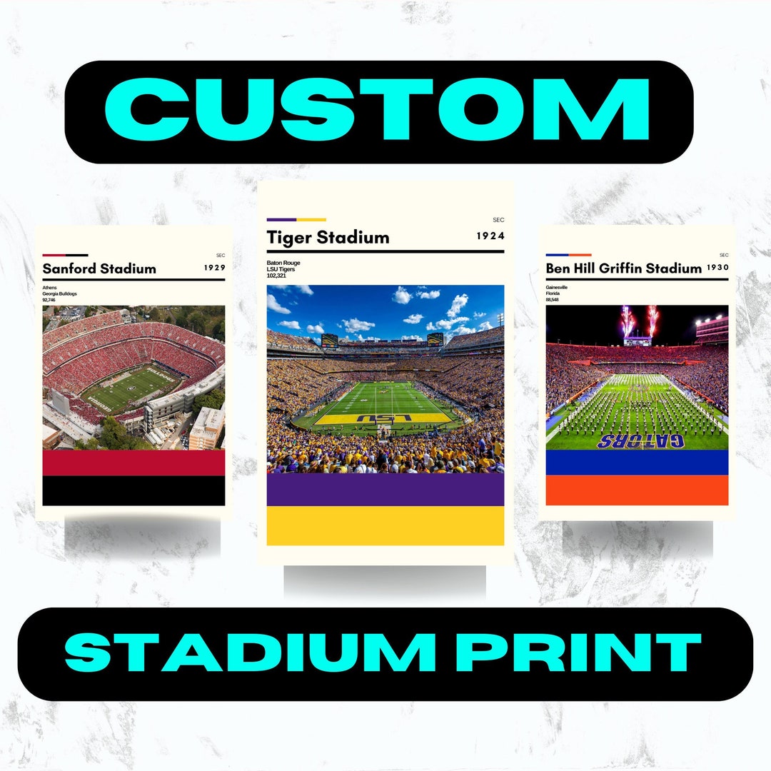 Custom NCAA Football Stadium Print | Football Poster Gifts for Boys ...