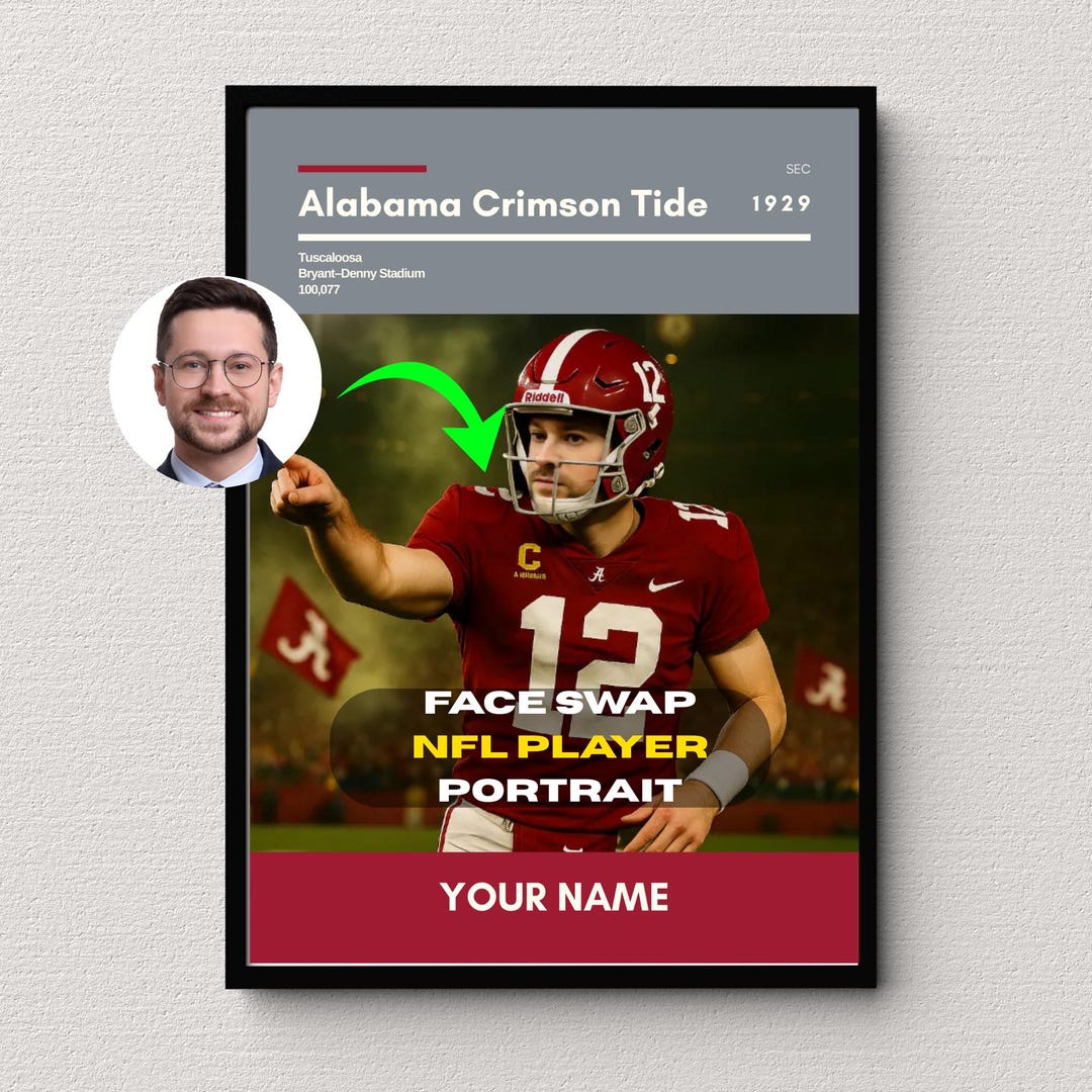 Alabama Crimson Tide Face Swap Poster | Custom NCAA Football Art ...