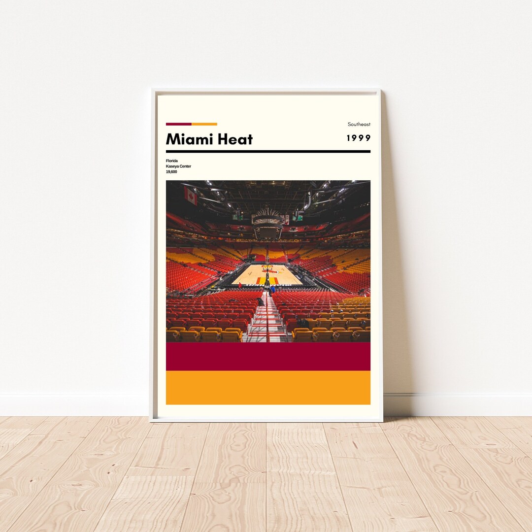 Miami Heat Poster | Kaseya Center Arena Print | Sports Bedroom Poster ...