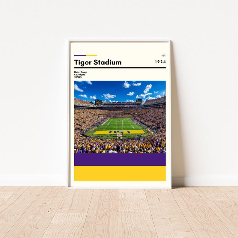 LSU Tigers Poster | NCAA Poster | Tiger Stadium Print | College Stadium ...