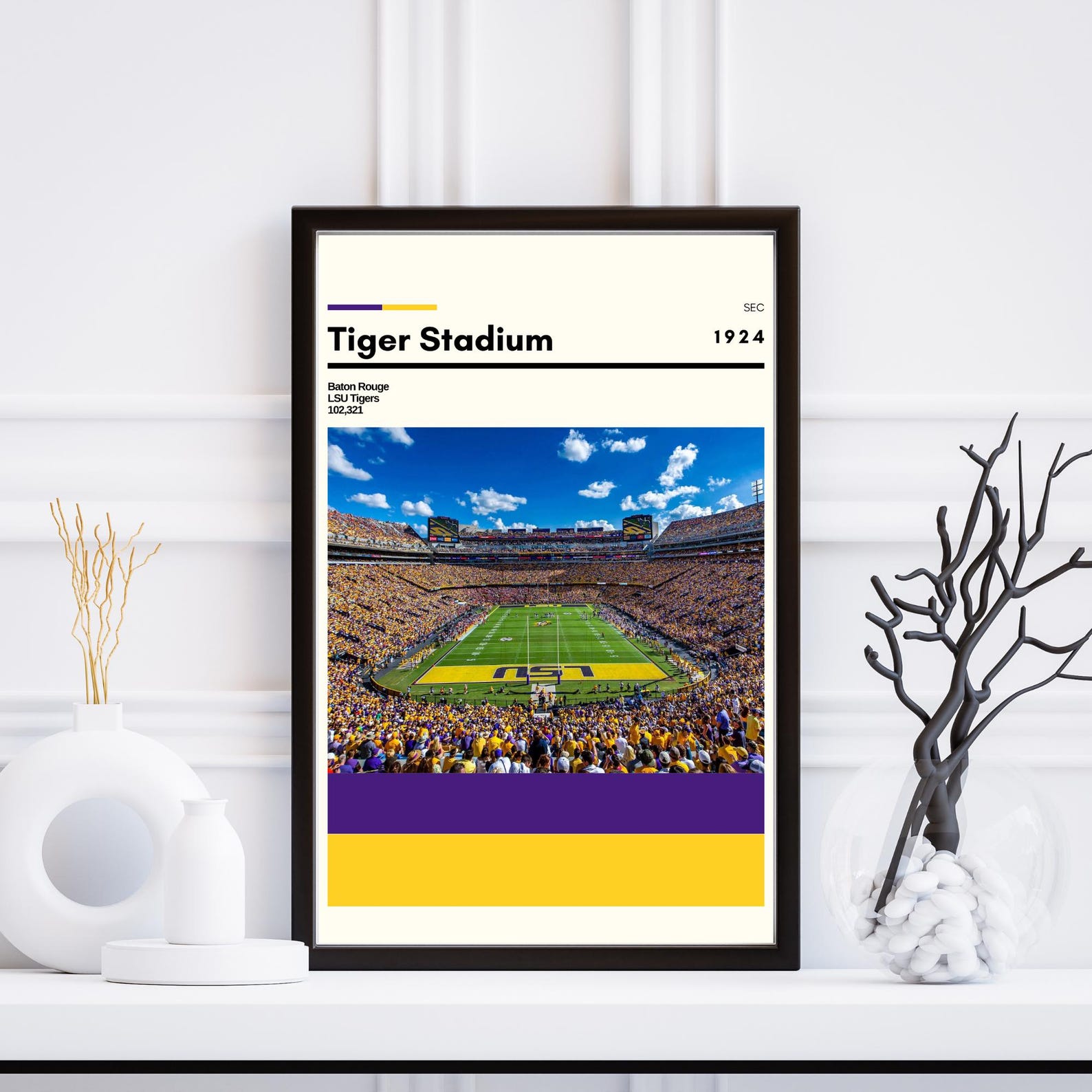 LSU Tigers Poster | NCAA Poster | Tiger Stadium Print | College Stadium ...