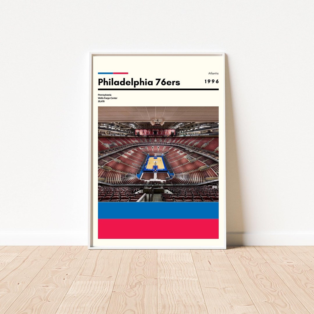 Philadelphia 76ers Poster, Wells Fargo Center Print, Sports Office Wall ...