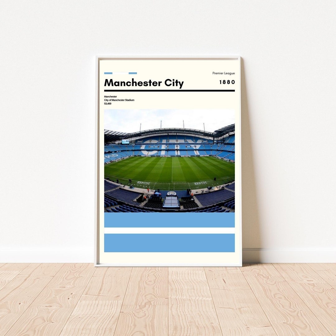 Manchester City Poster | Etihad Stadium Print | Man City Wall Decor ...