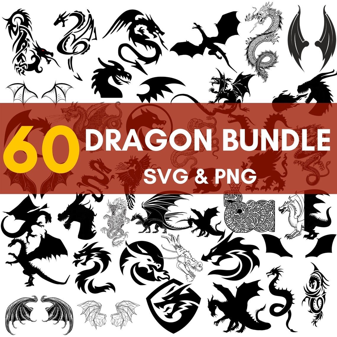 60 Dragon SVG Bundle Dragon png Dragon vector Dragon cut - Etsy México