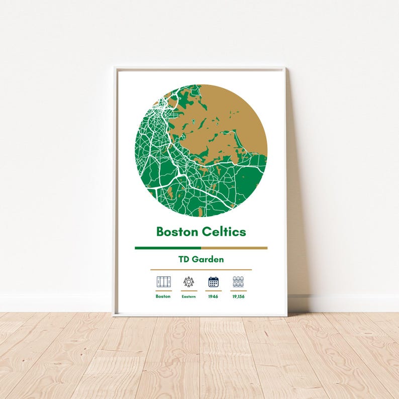 Boston Celtics Minimalist Print | Basketball Gift | Celtics Gift ...