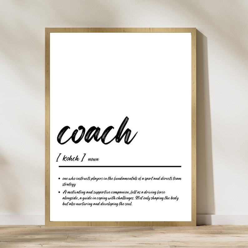 Coach Definition Printable, Coach Gift, Teacher Gift, Printable Coach ...