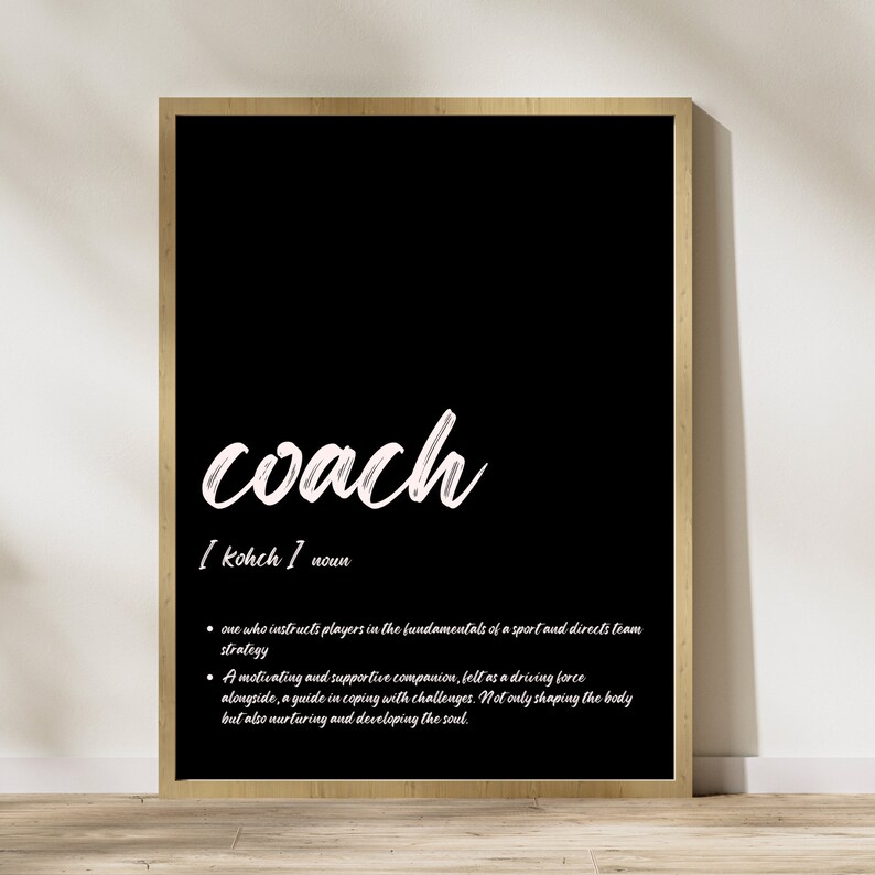 Coach Definition Printable, Coach Gift, Teacher Gift, Printable Coach ...