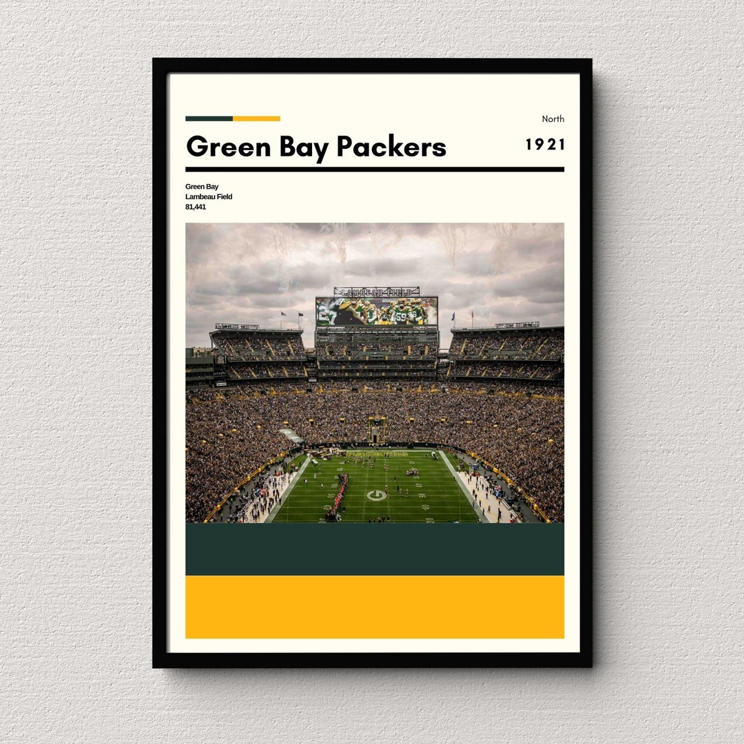 Green Bay Packers Poster | Lambeau Field Stadium Print | NFL Stadium ...