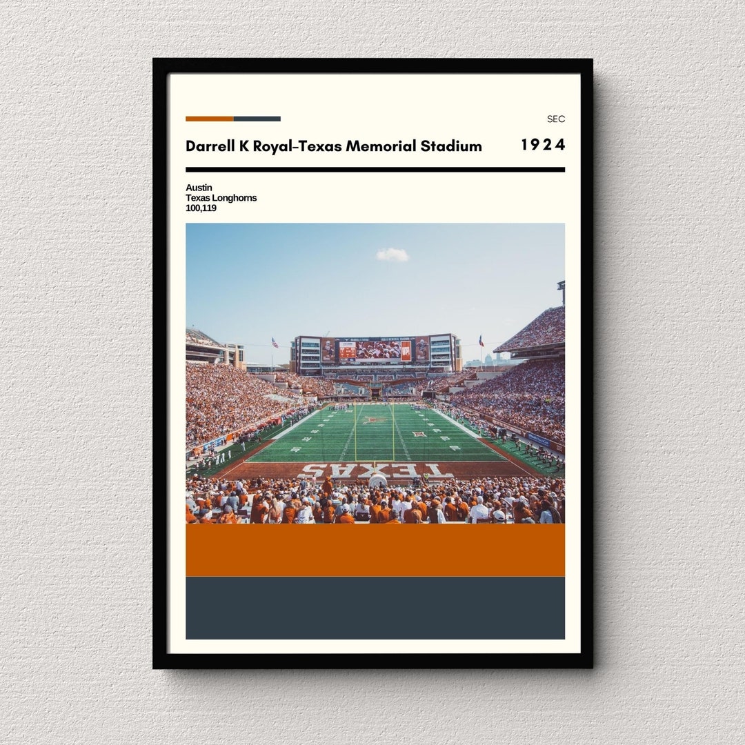 Texas Longhorns Poster | Darrell K Royal Texas Memorial Stadium Print ...