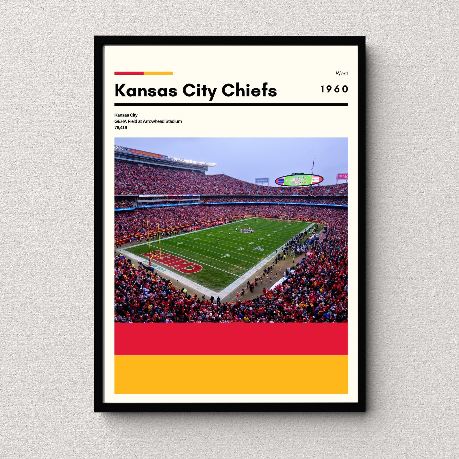 Kansas City Chiefs Poster | Arrowhead Stadium Print | NFL Stadium Print ...