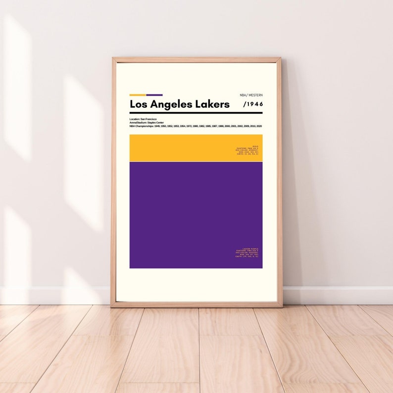 Los Angeles Lakers Color Swatch Print Lakers Poster Lakers - Etsy