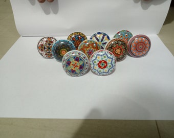 Mandala Ceramic Doorknobs - Etsy UK