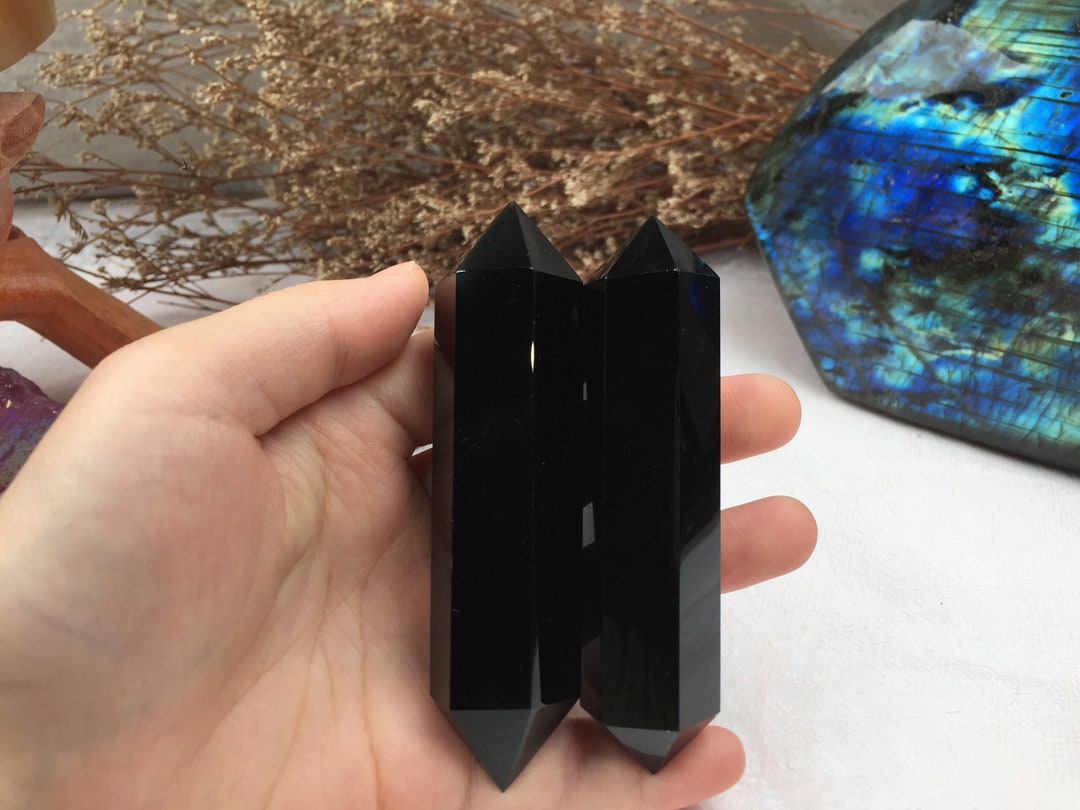 Obsidian Double Terminated Crystal Tower Quartz Point Healing Crystal ...