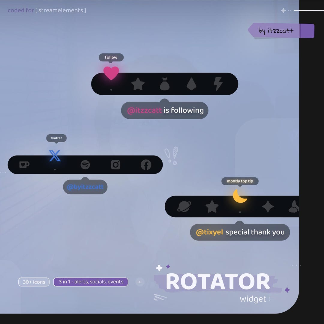 Event Rotator Widget | Socials, Alerts & Leaders | Compact Glowy - Neo ...