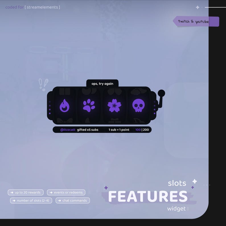 Slots Widget | Events & Channel Points System | Compact Glowy - Neo - Etsy
