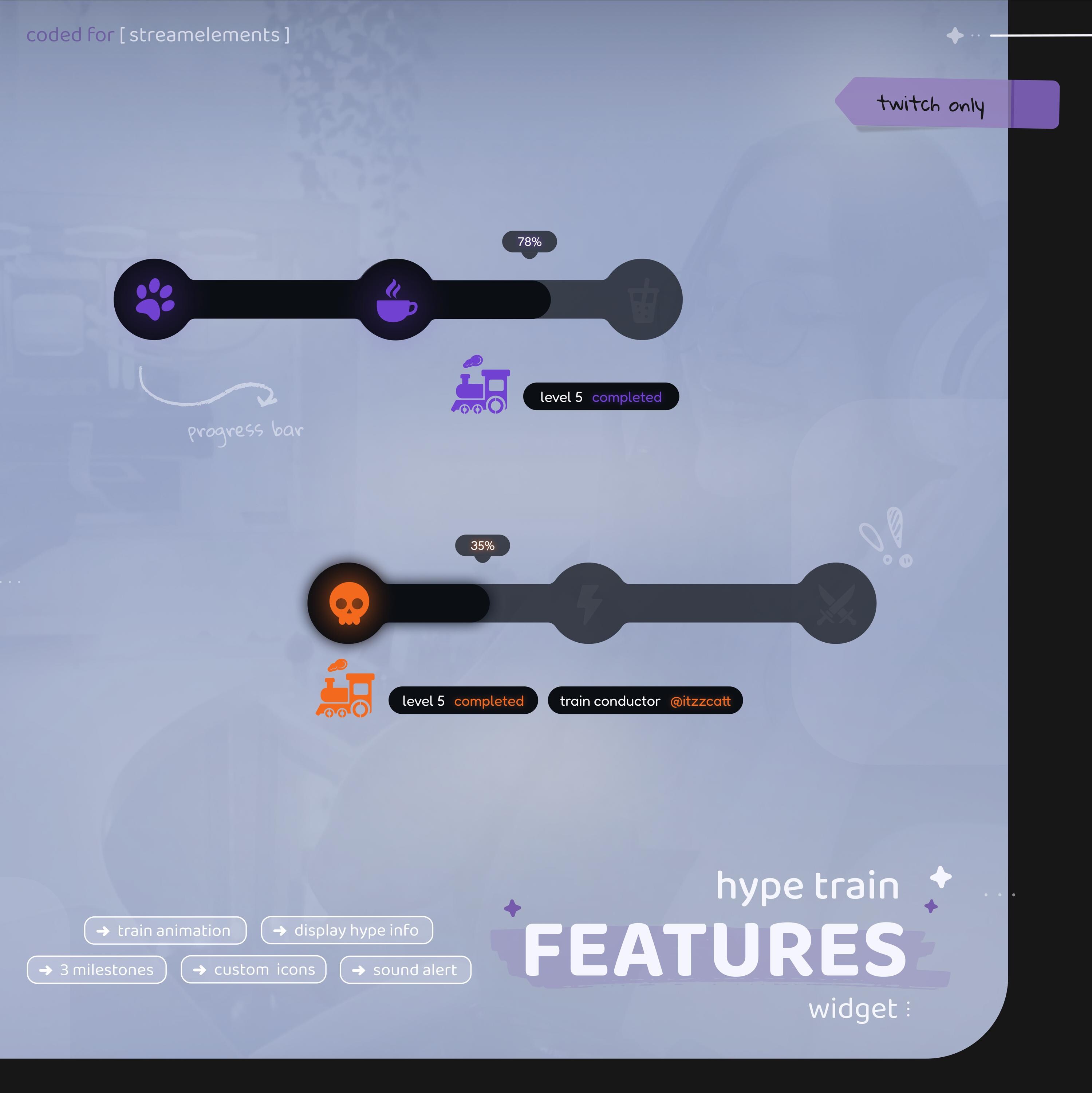 Hype Train Widget | Syncs With Twitch | Compact Glowy - Neo - Etsy
