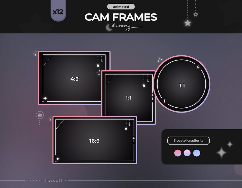 Animated Cam Frames Gradient Pastel Overlays Dreamy - Etsy