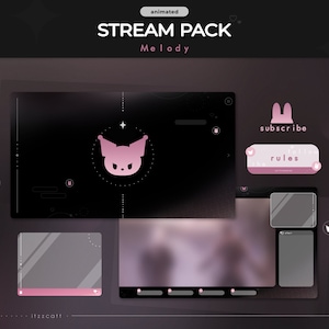 Animated Bunny Y2K Digital Cam Stream Pack Black Minimal Lofi Cozy Dark ...