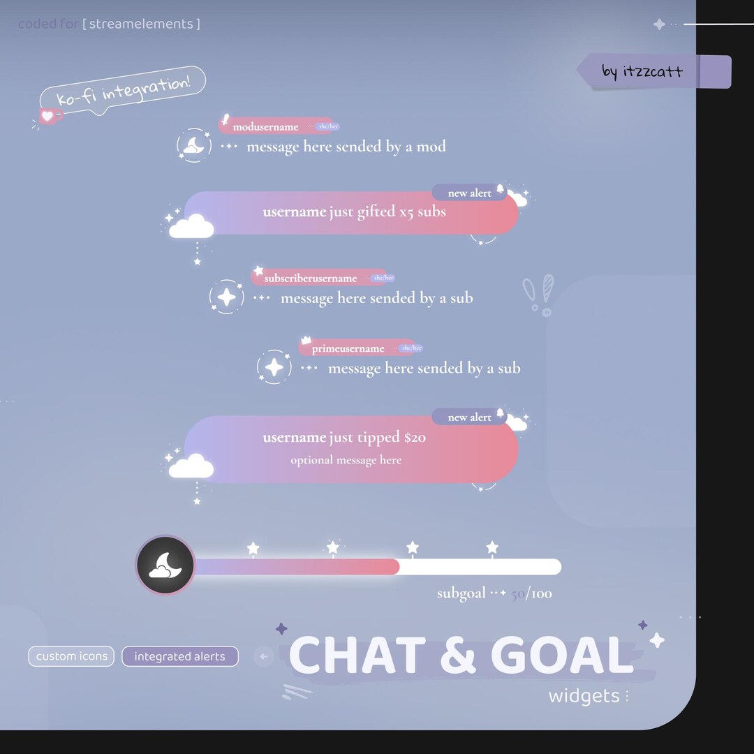 Chat & Goals Widget | Glowy Gradient | Twitch, Youtube, Ko-fi - Dreamy ...