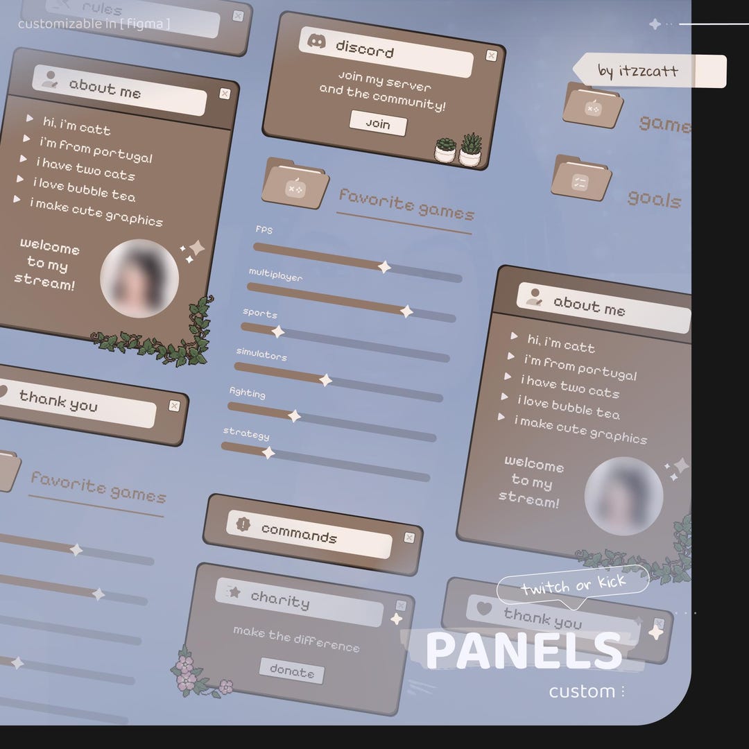 Stream Panels | Retro Cozy Neutral | Kick or Twitch | Figma ...