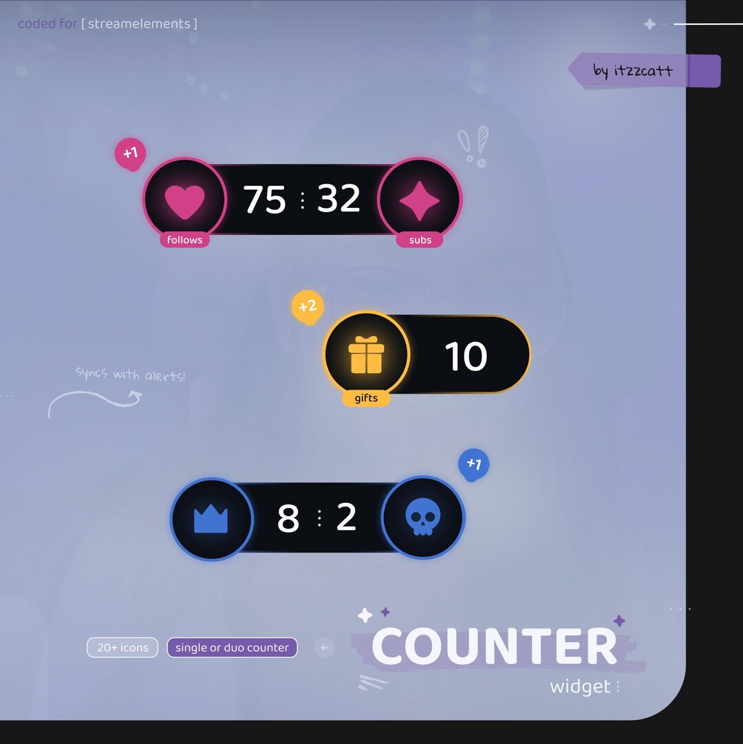 Counter Widget | Duo or Single | Compact Glowy - Neo - Etsy