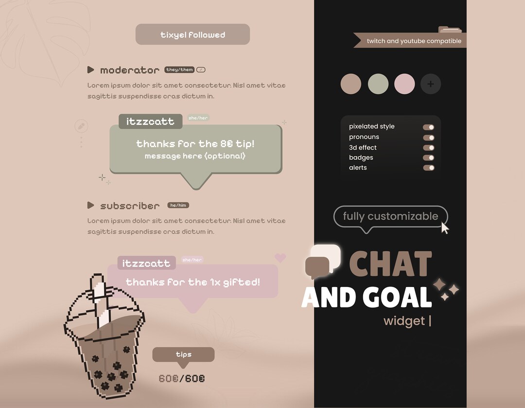 Chat & Goal Widget | Retro Cozy Neutral - Tapioca - Etsy